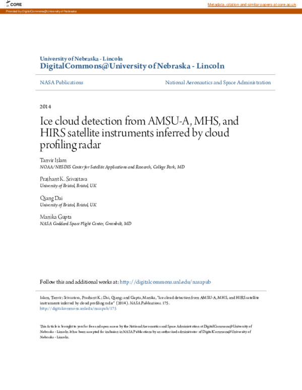 (PDF) Ice cloud detection from AMSU-A, MHS, and HIRS satellite ...
