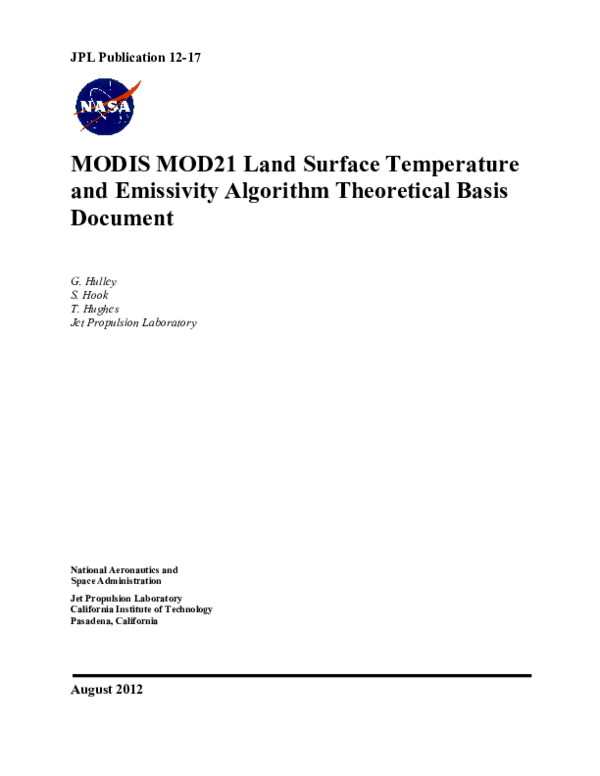 (PDF) Moderate Resolution Imaging Spectroradiometer (MODIS) MOD21 Land ...
