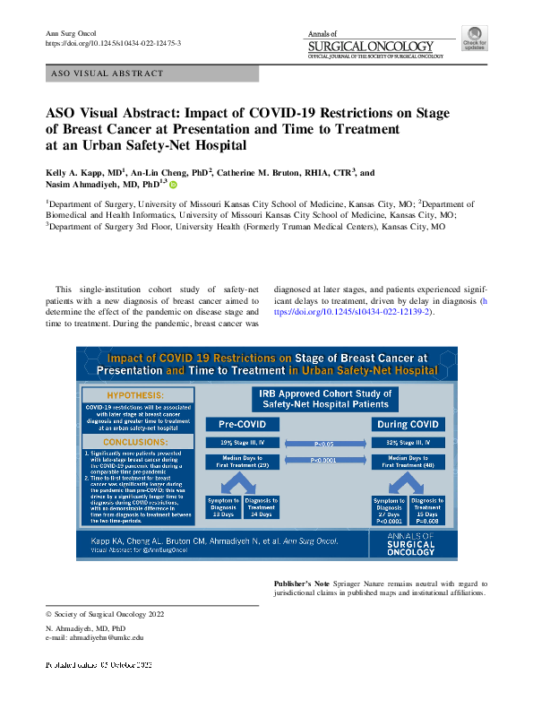 (PDF) ASO Visual Abstract: Impact of COVID-19 Restrictions on Stage of ...