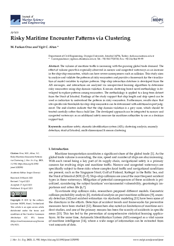 (PDF) Risky Maritime Encounter Patterns via Clustering