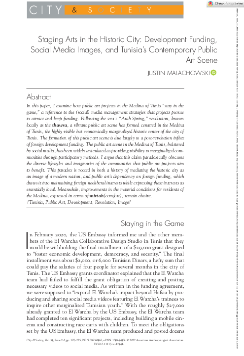 (PDF) Staging Arts in the Historic City: Development Funding, Social ...