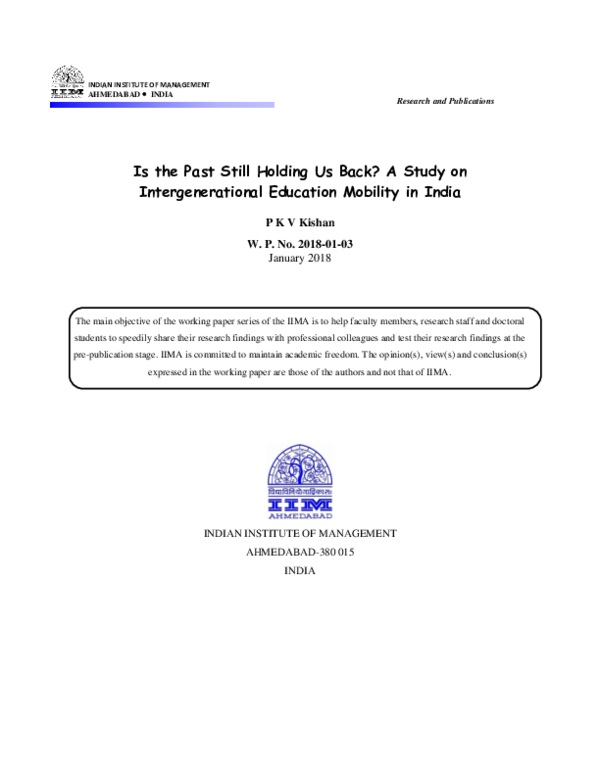 (PDF) Is the past still holding us back? A study on intergenerational ...