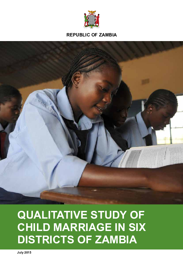 (PDF) Qualitative Study of Child Marriage in Six Districts of Zambia