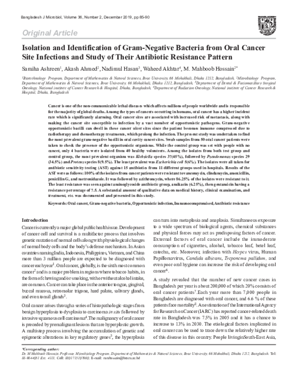 (PDF) Isolation and Identification of Gram-Negative Bacteria from Oral Cancer Site Infections ...