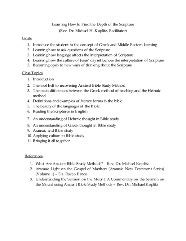(PDF) Learning Ancient Bible Study Methods