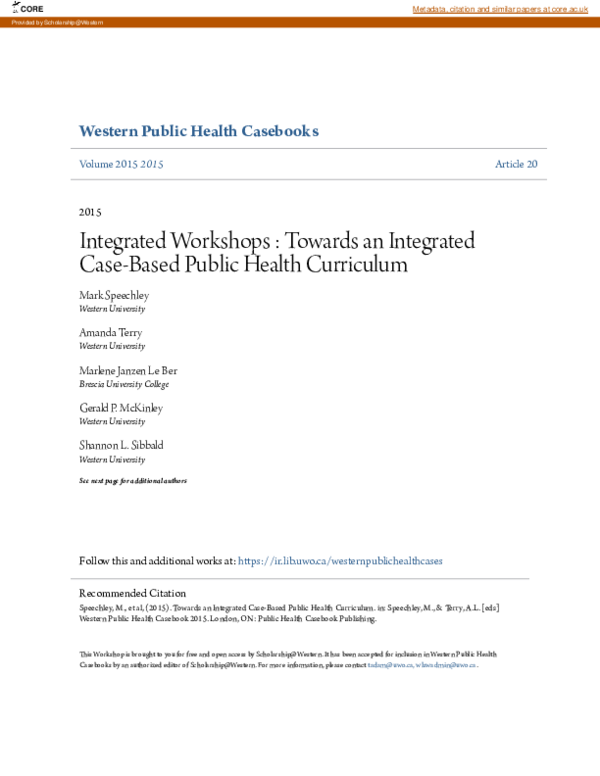 (PDF) Integrated Workshops : Towards an Integrated Case-Based Public ...