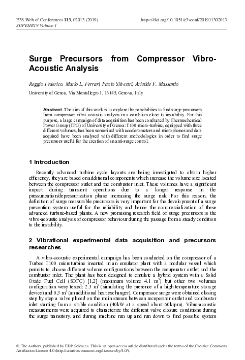 (PDF) Surge Precursors from Compressor Vibro-Acoustic Analysis