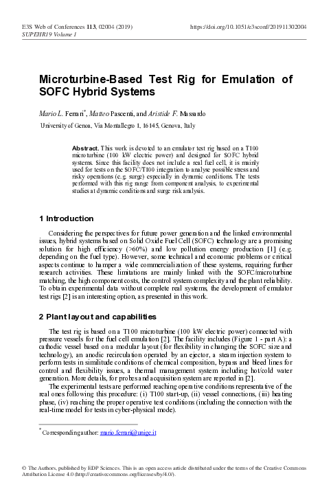 (PDF) Microturbine-Based Test Rig for Emulation of SOFC Hybrid Systems