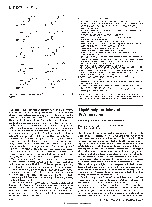(PDF) Liquid sulphur lakes at Poás volcano