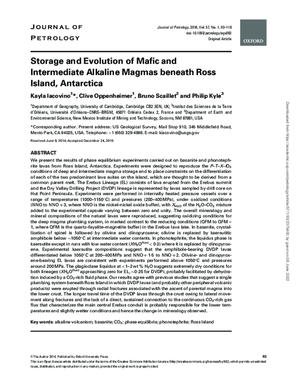 (PDF) Storage and Evolution of Mafic and Intermediate Alkaline Magmas ...