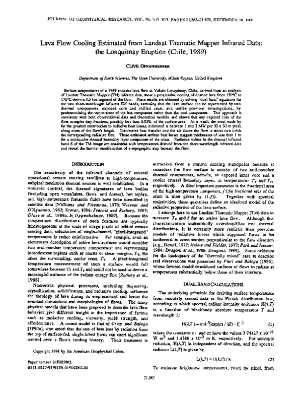 (PDF) Lava flow cooling estimated from Landsat Thematic Mapper infrared data: The Lonquimay ...