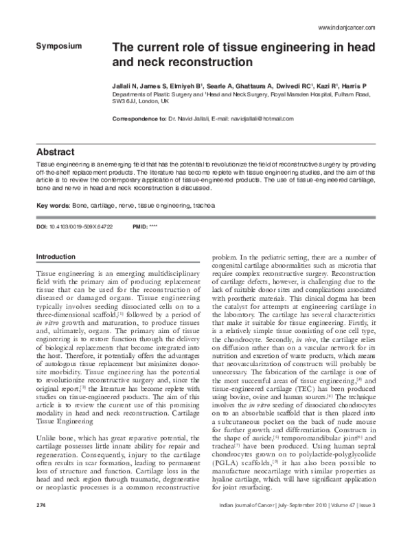 (PDF) The current role of tissue engineering in head and neck ...