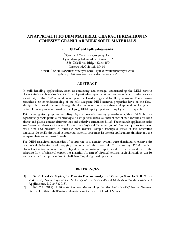 (PDF) An approach to dem material characterization in coheisve granular ...