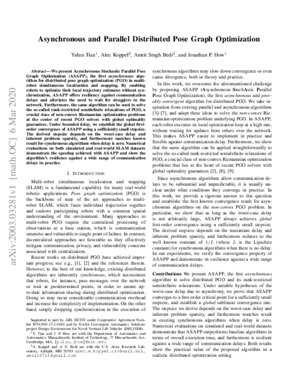 (PDF) Asynchronous and Parallel Distributed Pose Graph Optimization | Alec Koppel - Academia.edu
