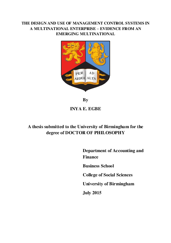 (PDF) The design and use of management control systems in a ...