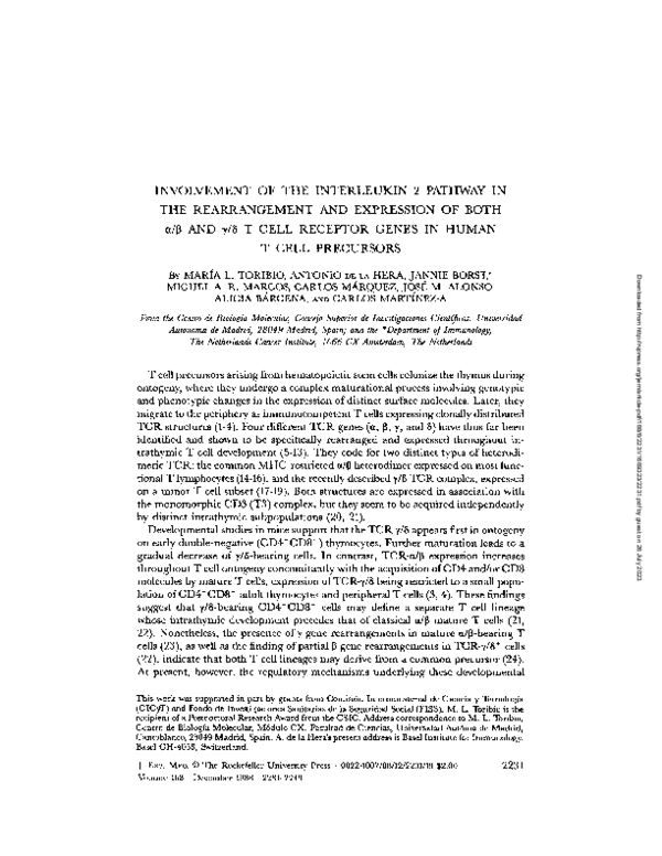 (PDF) Involvement of the interleukin 2 pathway in the rearrangement and ...
