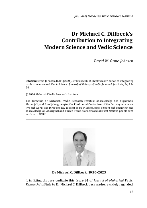 (PDF) Dr Michael C. Dillbeck's Contribution to Integrating Modern ...