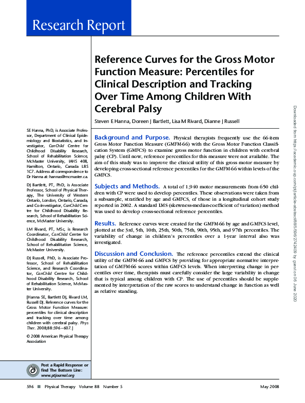 (PDF) Reference Curves for the Gross Motor Function Measure ...