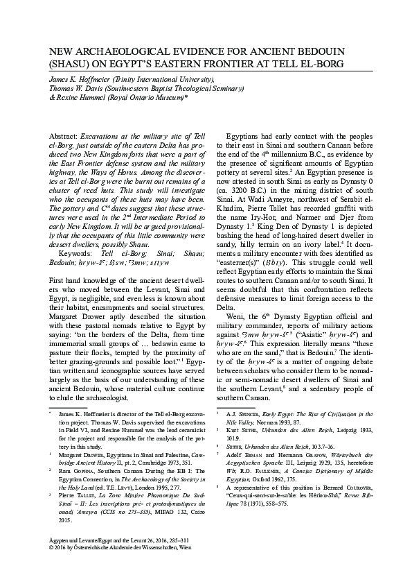 (PDF) New Archaeological evidence for Ancient Bedouin (Shasu) on Egypt ...