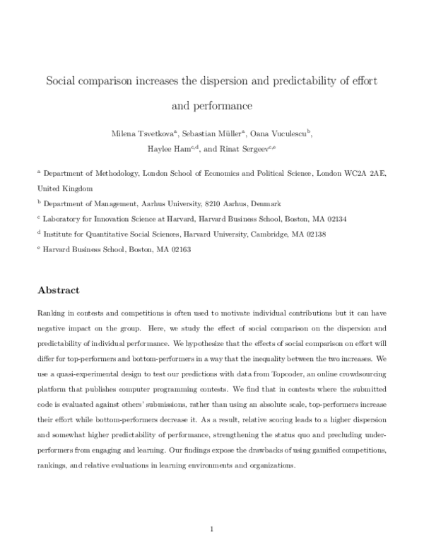 (PDF) Social comparison increases the dispersion and predictability of effort and performance ...