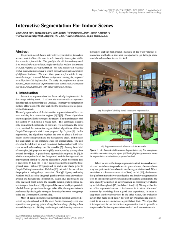 (PDF) Interactive Segmentation For Indoor Scenes