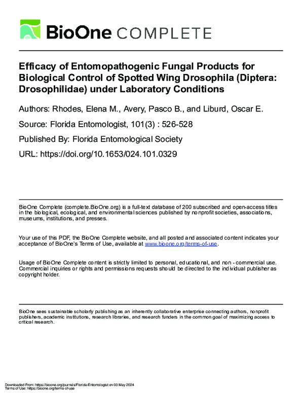 (PDF) Efficacy of Entomopathogenic Fungal Products for Biological Control of Spotted Wing ...