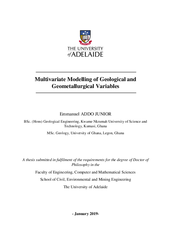 Pdf Geological And Geometallurgical Modelling