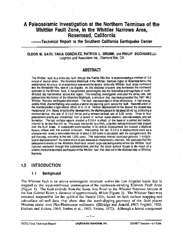 (PDF) A Paleoseismic Investigation at the Northern Terminus of the ...