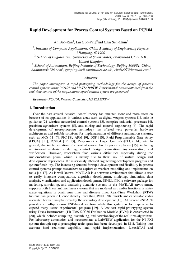(PDF) Rapid Development for Process Control Systems Based on PC/104