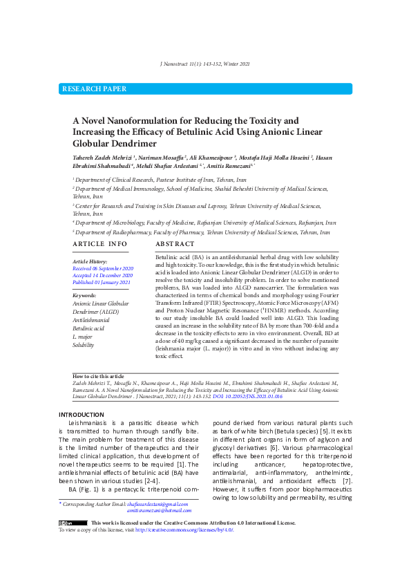 (PDF) A Novel Nanoformulation for Reducing the Toxicity and Increasing ...