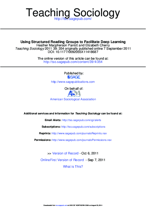 (PDF) Using Structured Reading Groups to Facilitate Deep Learning ...