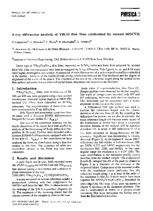 (PDF) YBCO Thin Films: XRD Analysis of MOCVD Growth