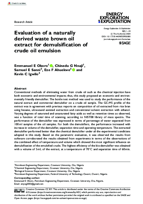 (PDF) Evaluation of a naturally derived waste brown oil extract for ...