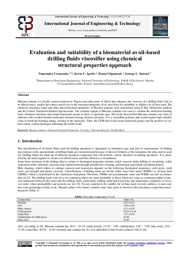 (PDF) Evaluation and suitability of a biomaterial as oil-based drilling ...