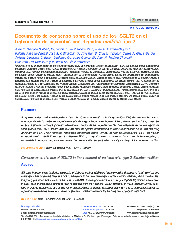 (PDF) Documento de consenso sobre el uso de los iSGLT2 en el ...