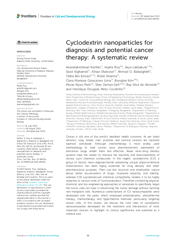 (PDF) Cyclodextrin nanoparticles for diagnosis and potential cancer ...