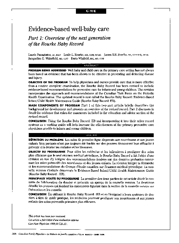 (PDF) Evidence-based well-baby care. Part 1: Overview of the next ...
