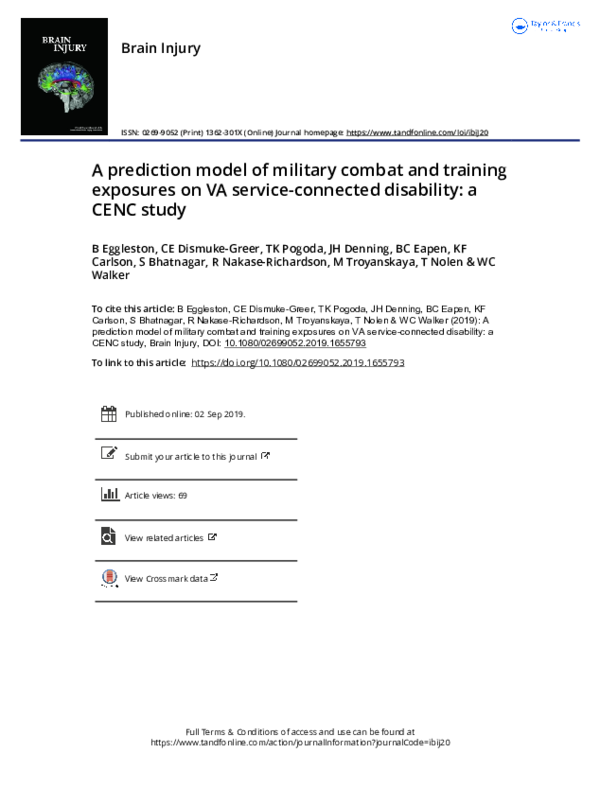 (PDF) A prediction model of military combat and training exposures on ...