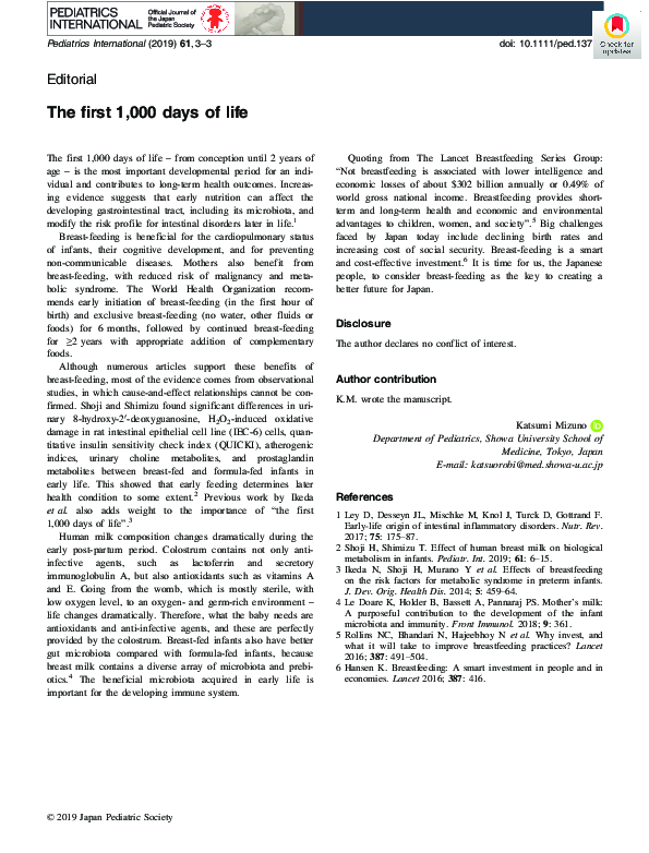 (PDF) The first 1,000 days of life
