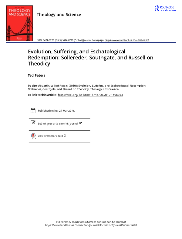 (PDF) Evolution, Suffering, and Eschatological Redemption: Sollereder ...