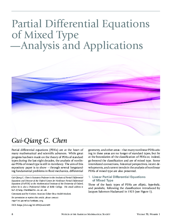 (PDF) Partial Differential Equations of Mixed Type—Analysis and Applications