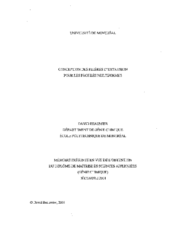 (PDF) Conception des filières d'extrusion pour les profilés multiformes