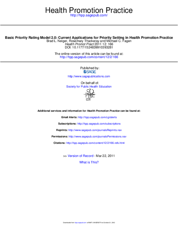 (PDF) Basic Priority Rating Model 2.0: Current Applications for ...