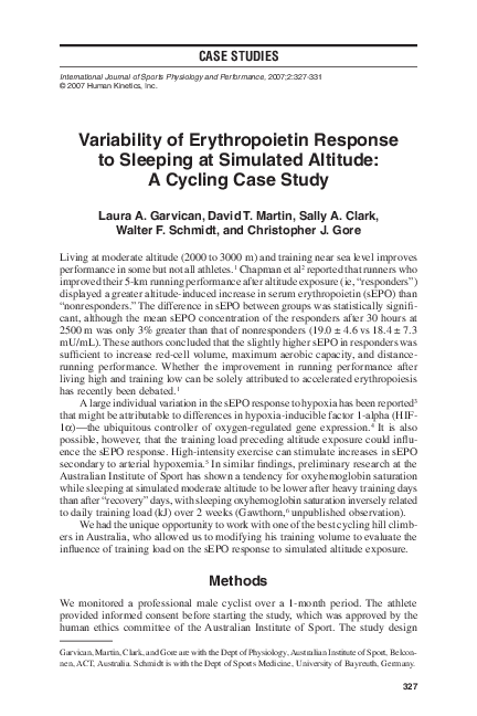 (PDF) Variability of Erythropoietin Response to Sleeping at Simulated ...