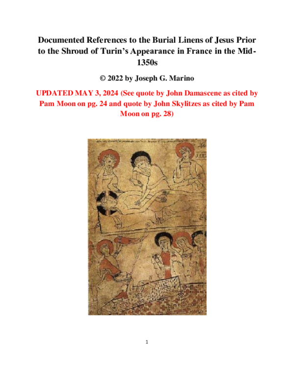 (PDF) Documented References to the Burial Linens of Jesus Prior to the ...