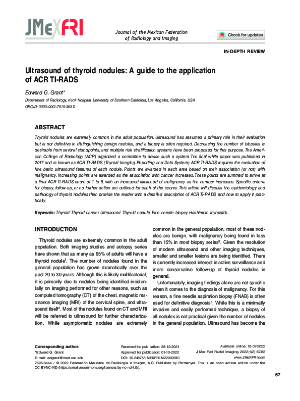 (PDF) Ultrasound of thyroid nodules: A guide to the application of ACR ...