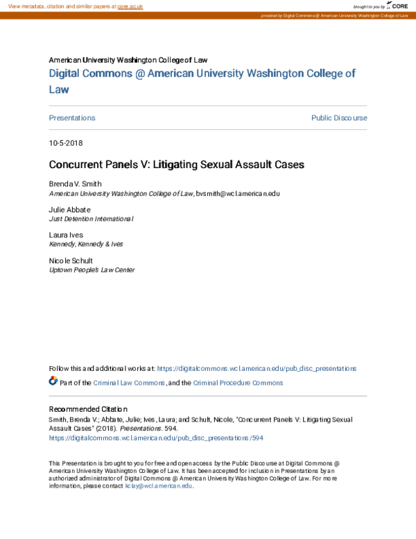 (PDF) Concurrent Panels V: Litigating Sexual Assault Cases