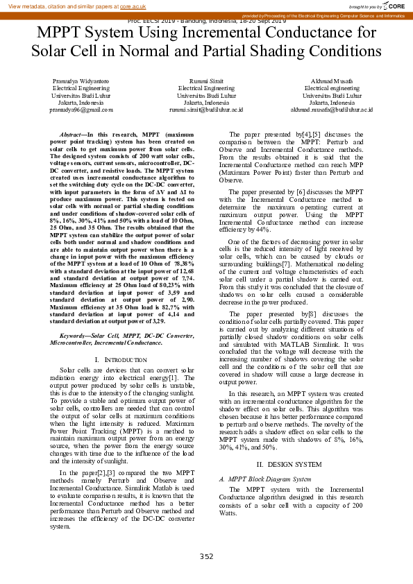 (PDF) MPPT System Using Incremental Conductance for Solar Cell in ...