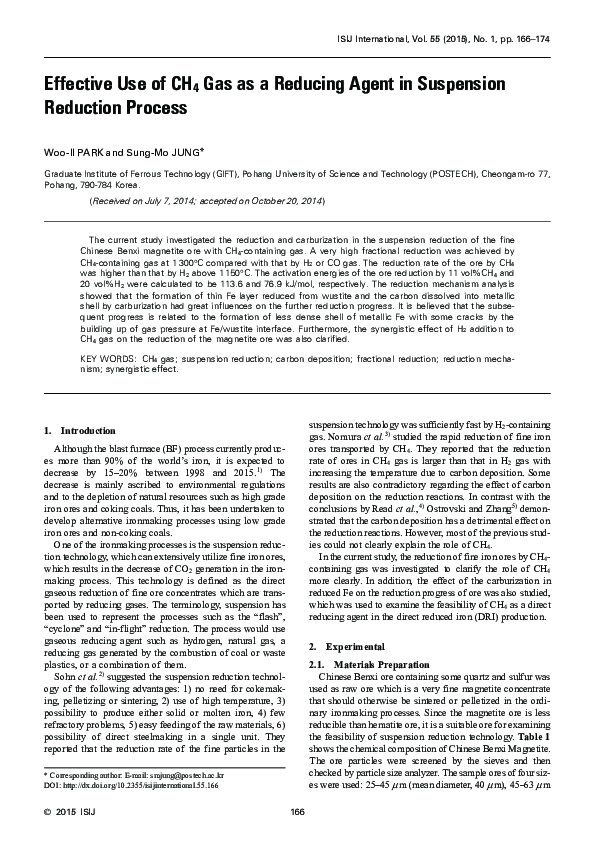 (PDF) Effective Use of CH4 Gas as a Reducing Agent in Suspension ...