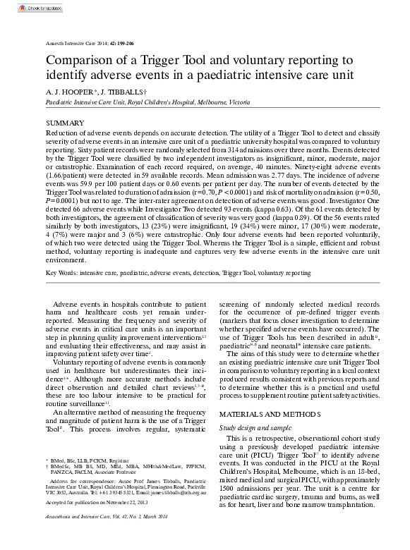 (PDF) Comparison of a Trigger Tool and Voluntary Reporting to Identify ...